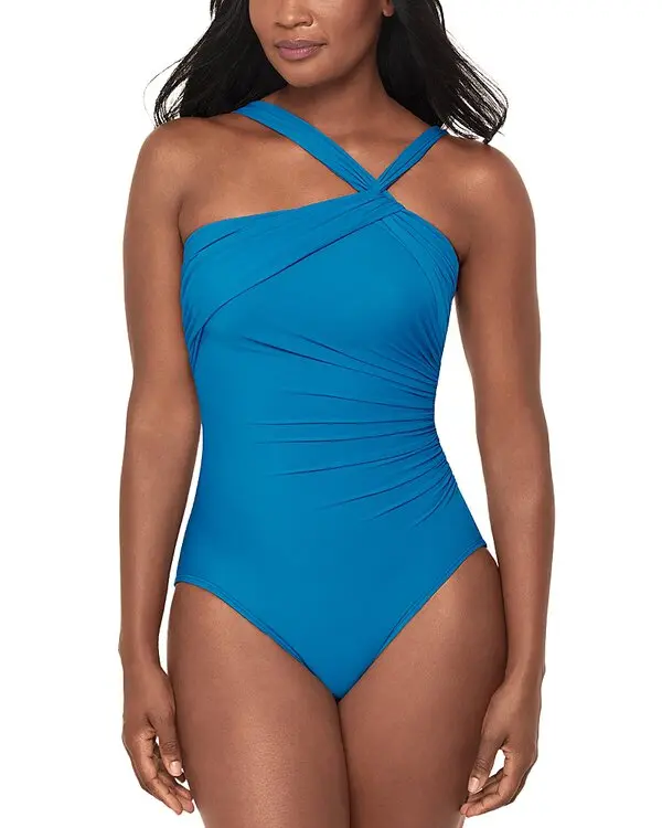 Miraclesuit Rock Solid Europa Asymmetric One Piece Swimsuit - Azurine
