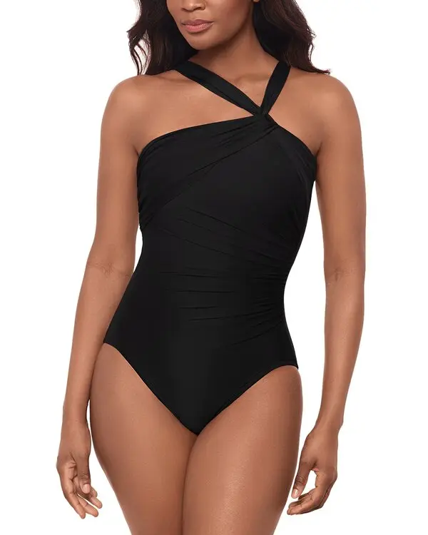 Miraclesuit Rock Solid Europa Asymmetric One Piece Swimsuit - Black