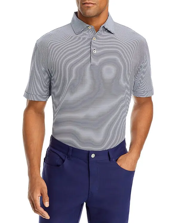 Peter Millar Crown Sport Jubilee Classic Fit Short Sleeve Performance Jersey Polo Shirt - Navy