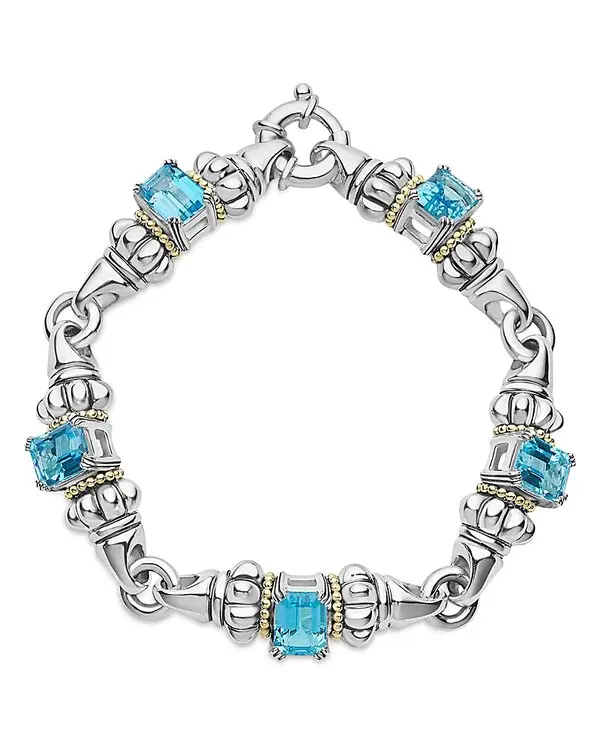Lagos 18k Yellow Gold And Sterling Silver Blue Topaz Bracelet - Silver/blue