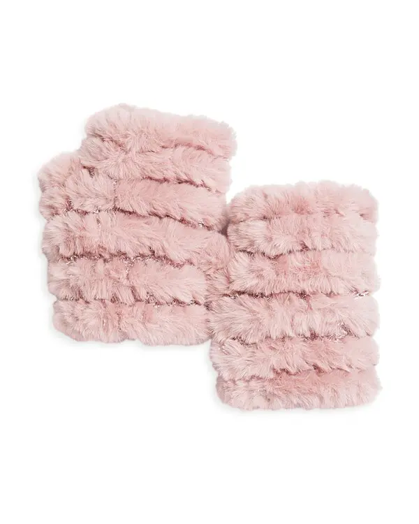 Jocelyn Mandy Faux Fur Fingerless Mittens - Blush