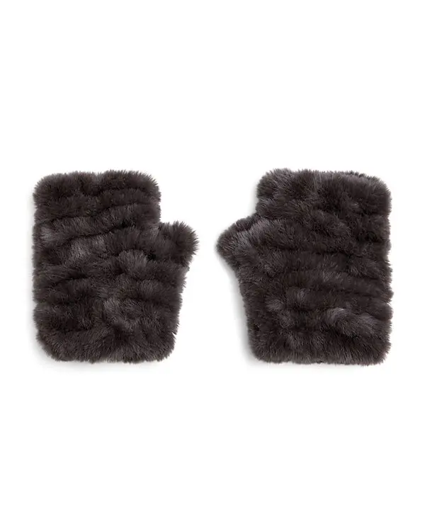 Jocelyn Mandy Faux Fur Fingerless Mittens - Chocolate