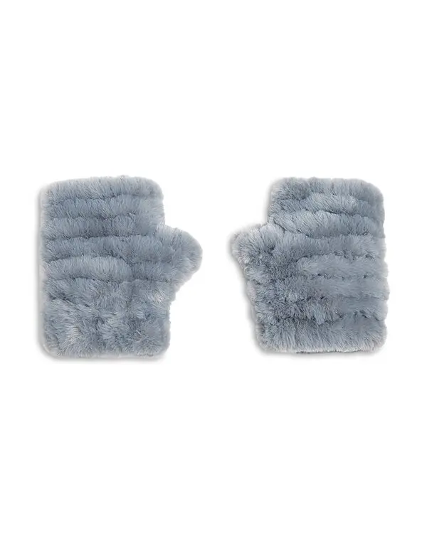 Jocelyn Mandy Faux Fur Fingerless Mittens - Grey