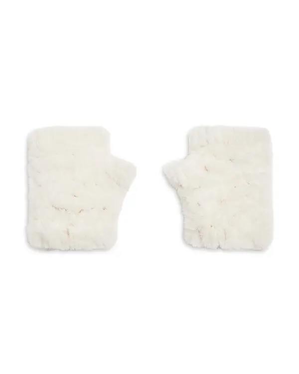 Jocelyn Mandy Faux Fur Fingerless Mittens - Ivory