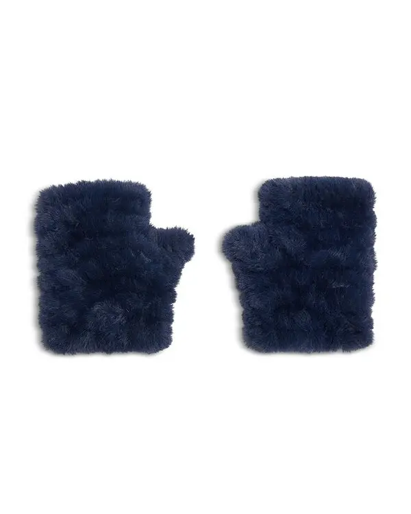 Jocelyn Mandy Faux Fur Fingerless Mittens - Navy