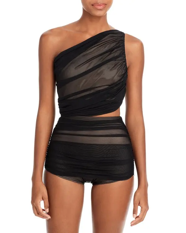 Norma Kamali Bill Ruched Mesh Bikini Bottom