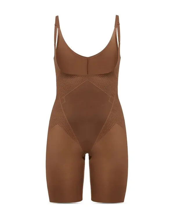 Spanx Thinstincts 2.0 Open Bust Mid Thigh Bodysuit - Chestnut Brown