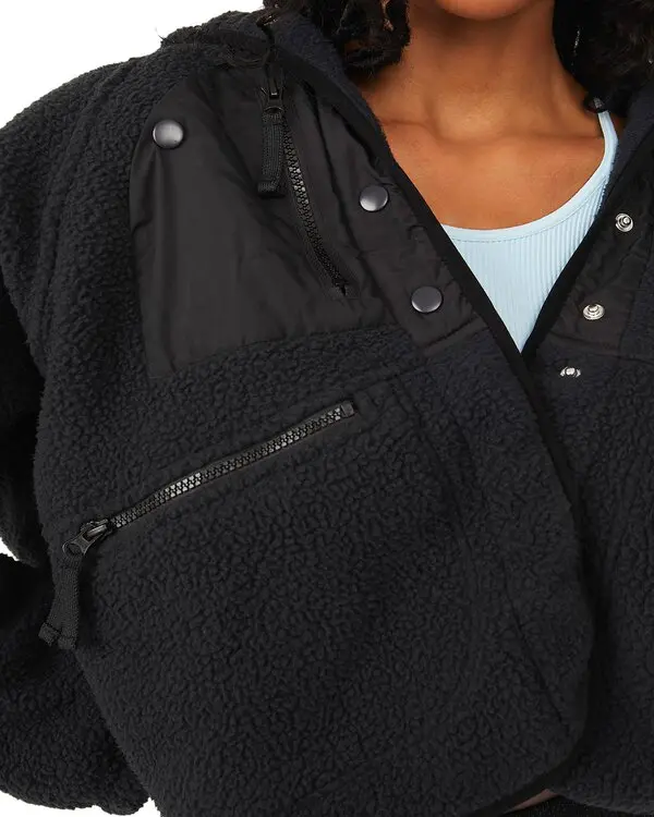 Free People Hit The Slopes Fleece Jacket - Black