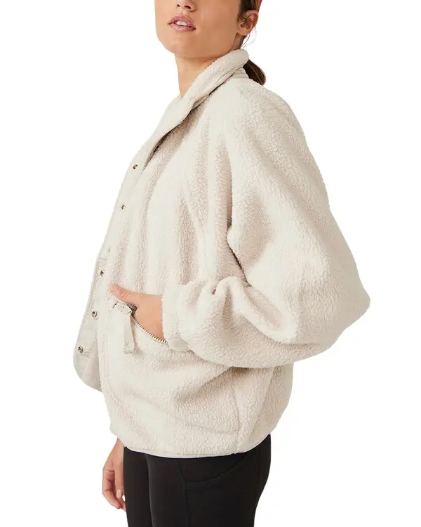 Free People Hit The Slopes Fleece Jacket - Muted Beige