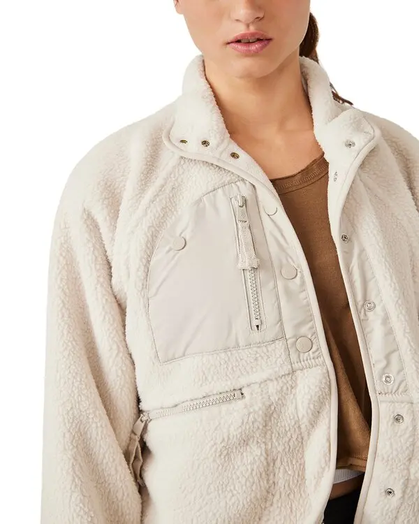 Free People Hit The Slopes Fleece Jacket - Muted Beige