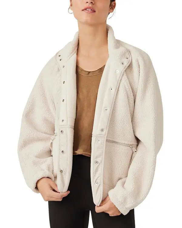 Free People Hit The Slopes Fleece Jacket - Muted Beige