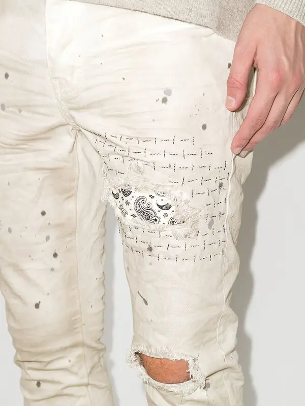 PURPLE BRAND Bandana Patch Skinny Jeans