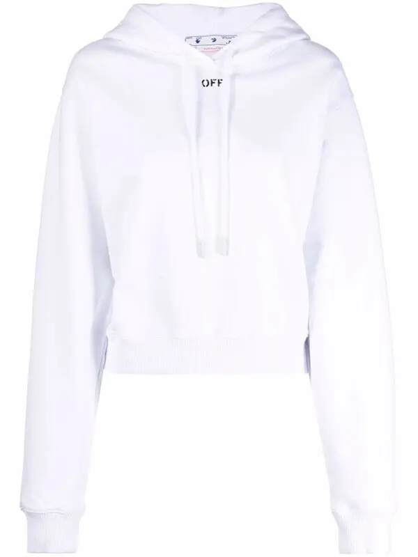 Off-White Off-stamp Cropped Hoodie - White