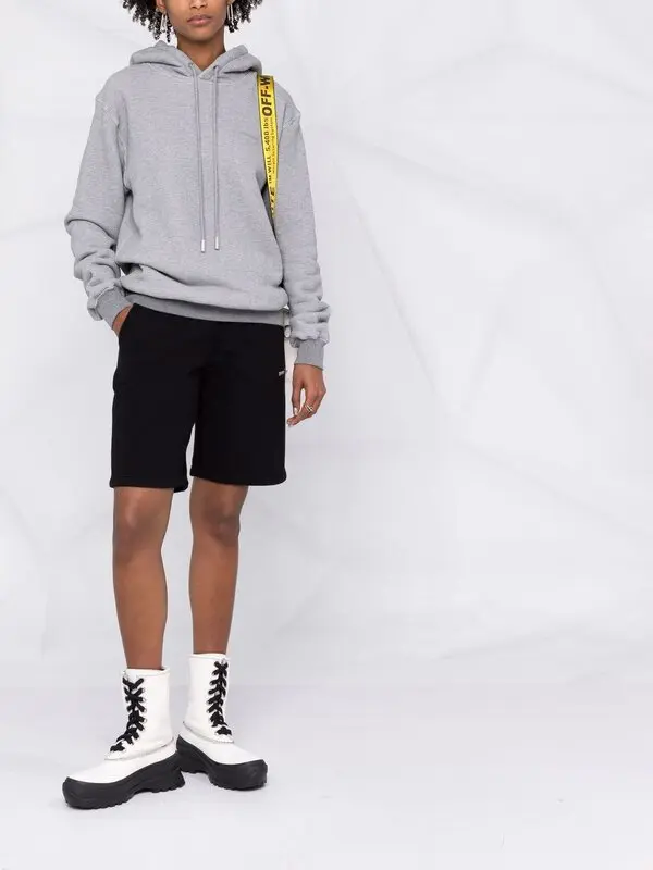 Off-White Diag-stripe Print Hoodie - Grey