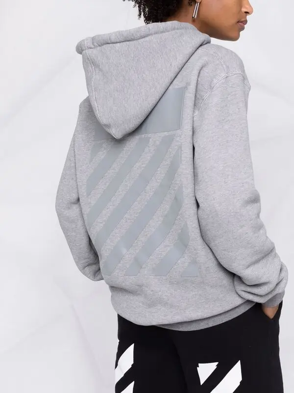 Off-White Diag-stripe Print Hoodie - Grey