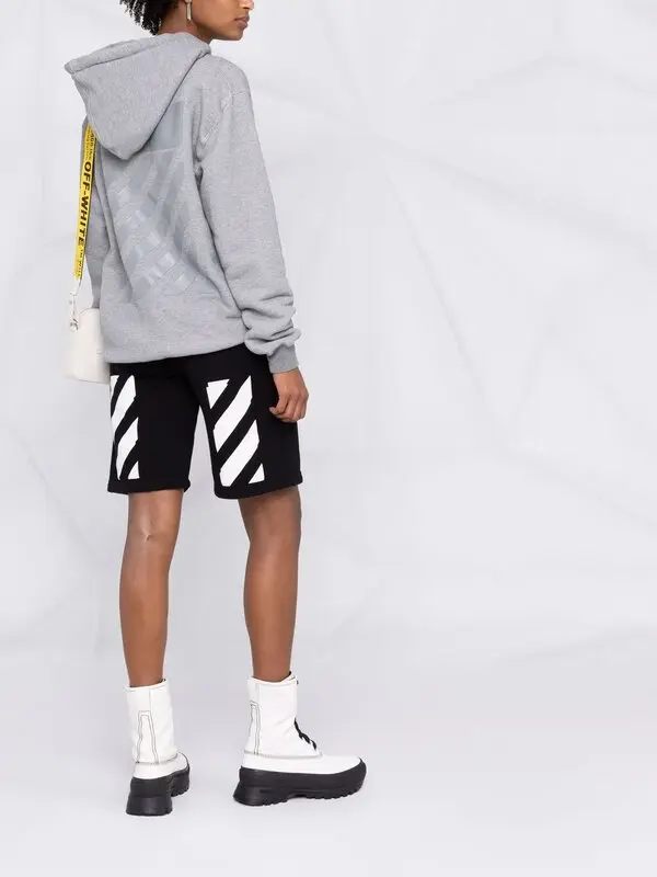 Off-White Diag-stripe Print Hoodie - Grey