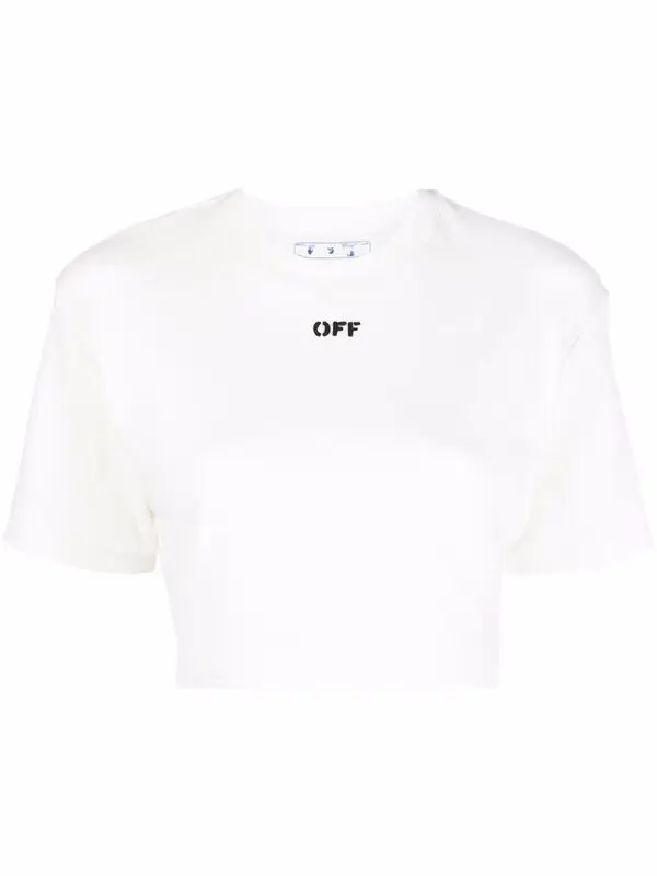 Off-White Off-stamp Cropped T-shirt - White