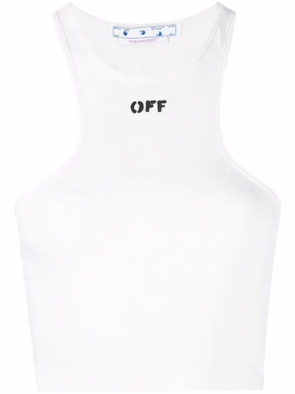 Off-White Off-stamp Ribbed Crop Top - White