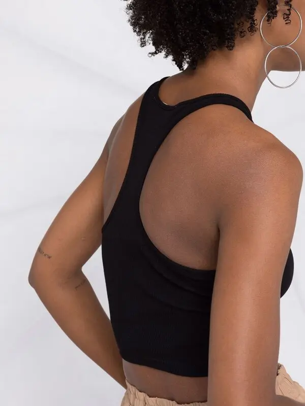Off-White Ribbed Crop Top - Black