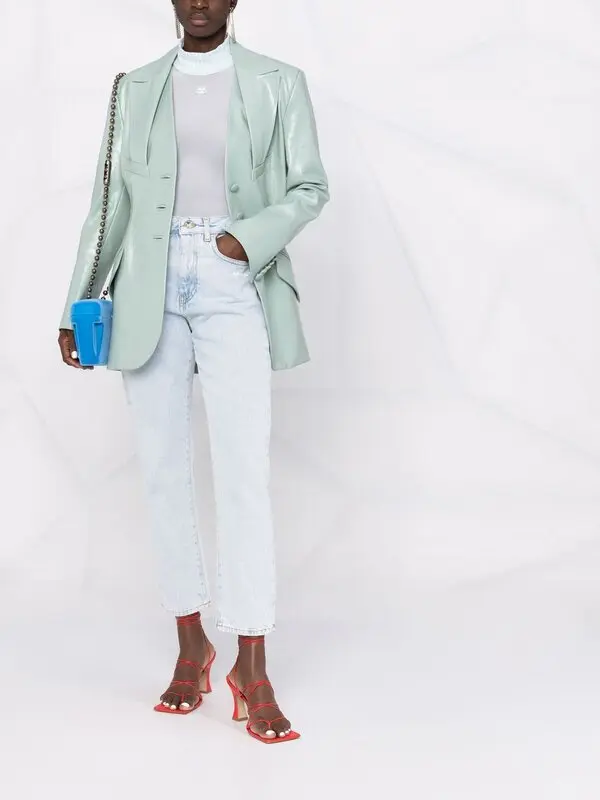 Off-White Diag-stripe Cropped Jeans - Blue