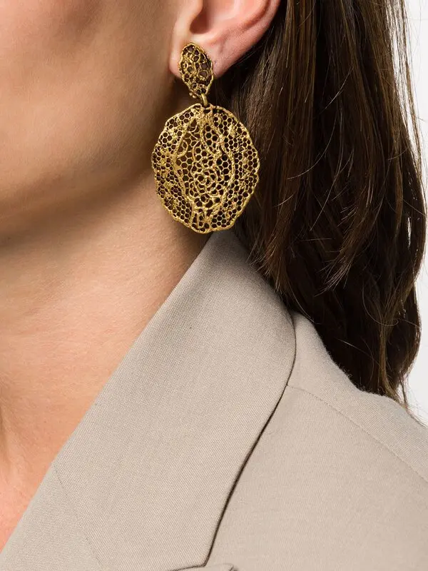 AURÉLIE BIDERMANN Vintage Lace Clip-on Earrings - Gold