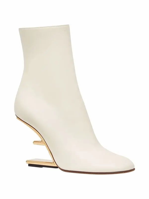 Fendi 105mm Sculpted Heel Ankle Boots - White