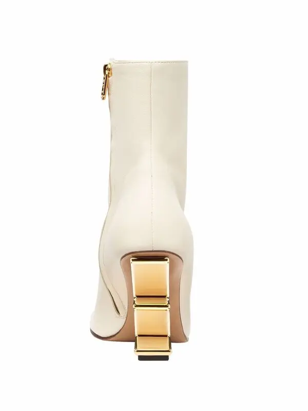 Fendi 105mm Sculpted Heel Ankle Boots - White