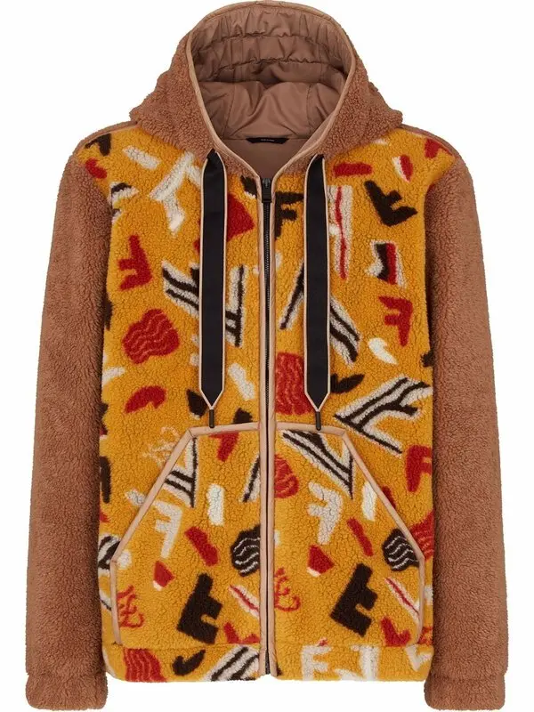 Fendi Abstract-pattern Fleece Hooded Jacket