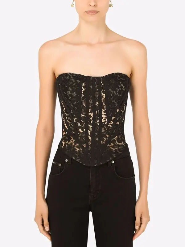 Dolce & Gabbana Eyelet-detail Lace Bustier Top