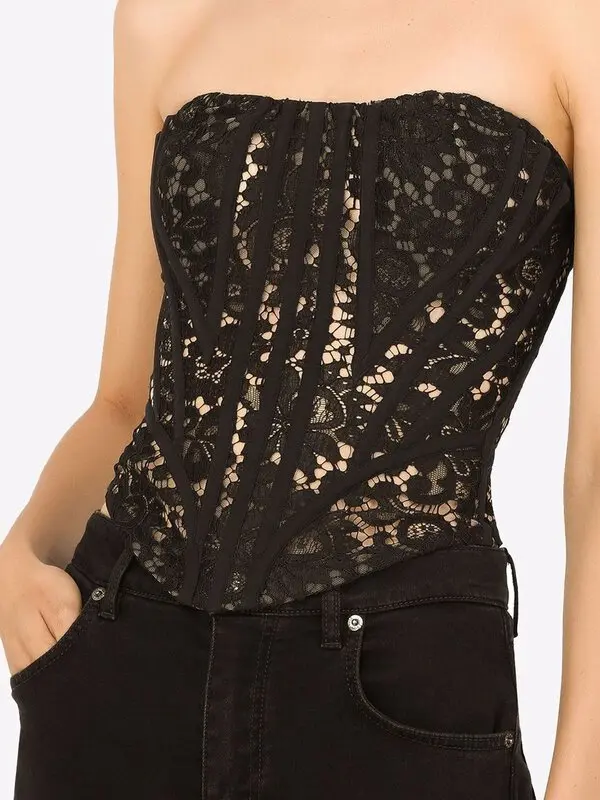 Dolce & Gabbana Eyelet-detail Lace Bustier Top