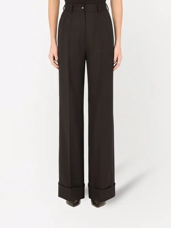 Dolce & Gabbana Wool Palazzo Trousers - Black