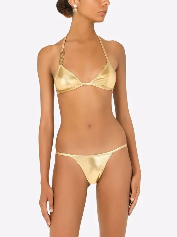 Dolce & Gabbana Dg-logo Triangle Bikini - Gold