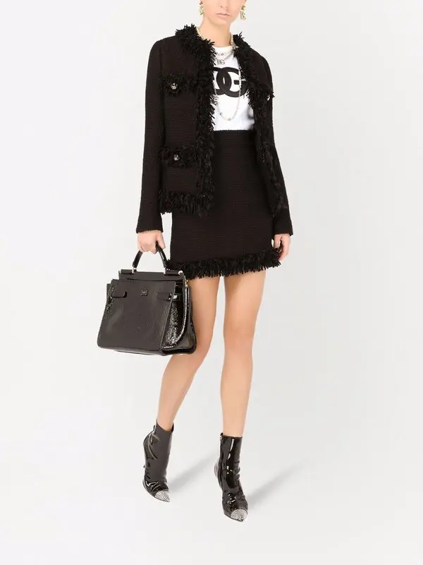 Dolce & Gabbana Frayed Bouclé Miniskirt