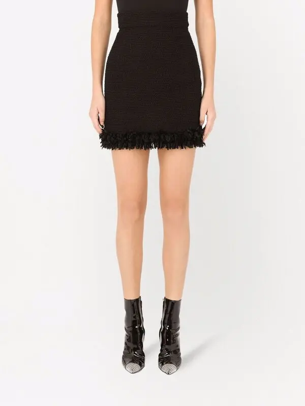 Dolce & Gabbana Frayed Bouclé Miniskirt