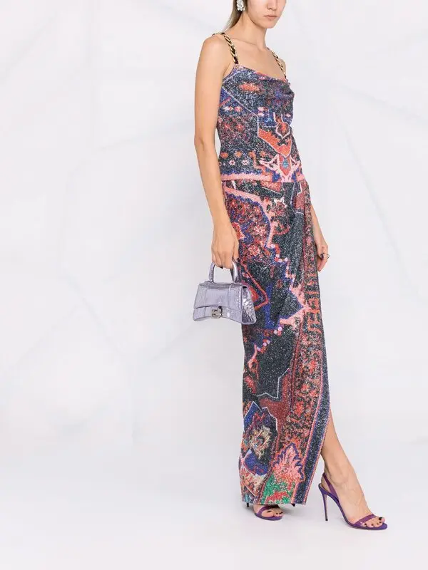 Balmain Printed Sequin-embellished Dress