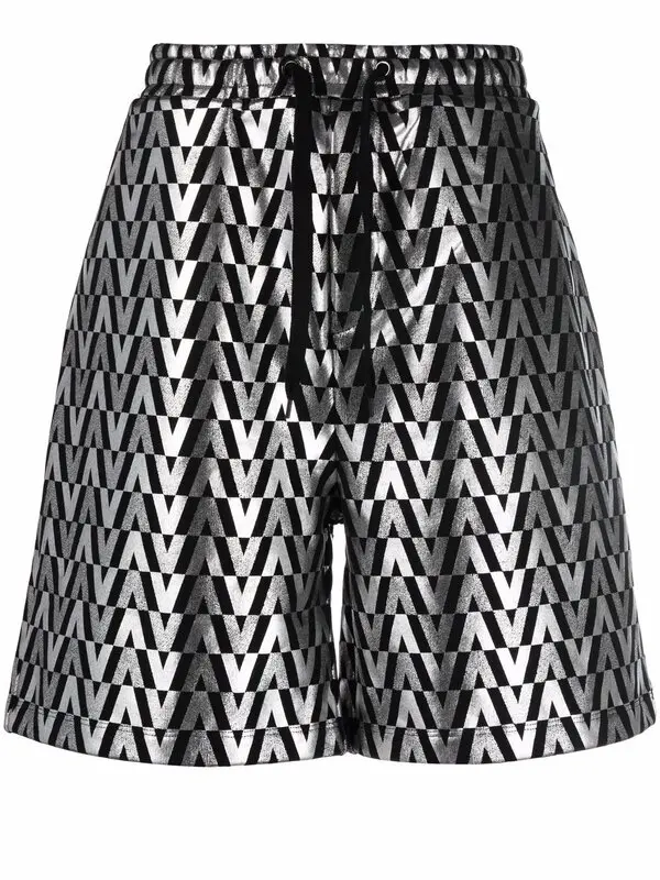 Valentino Garavani High-shine Monogram Shorts - Black