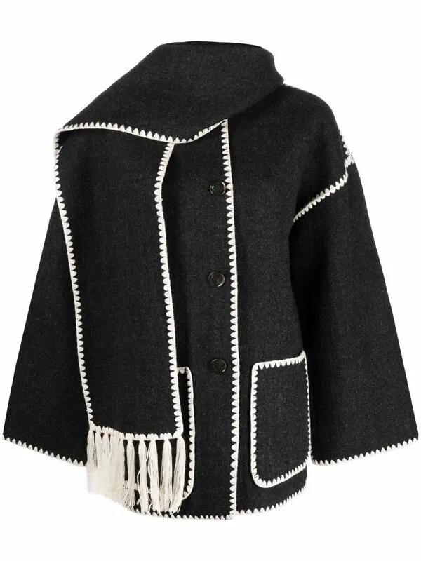 TOTEME Embroidered Wool Blend Jacket - Grey