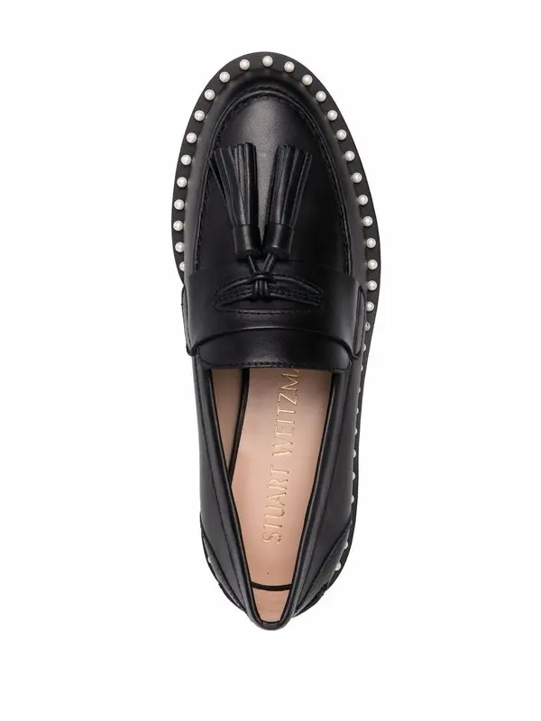 STUART WEITZMAN Mila Pearl-embellished Loafers