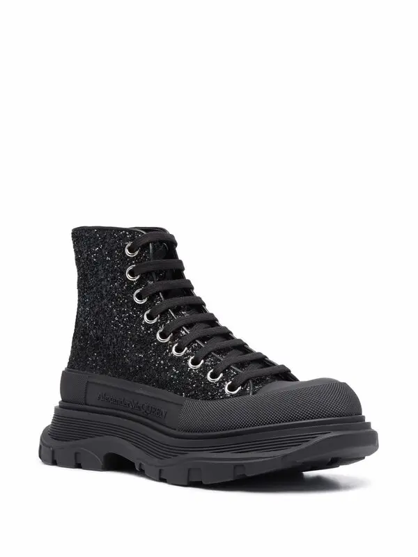 Alexander McQueen Tread Slick Glitter Ankle Boots