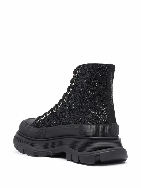 Alexander McQueen Tread Slick Glitter Ankle Boots