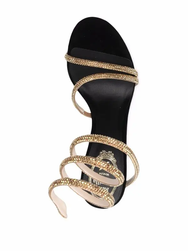 Rene Caovilla Margot 105mm Jewelled Snake Sandals - Black