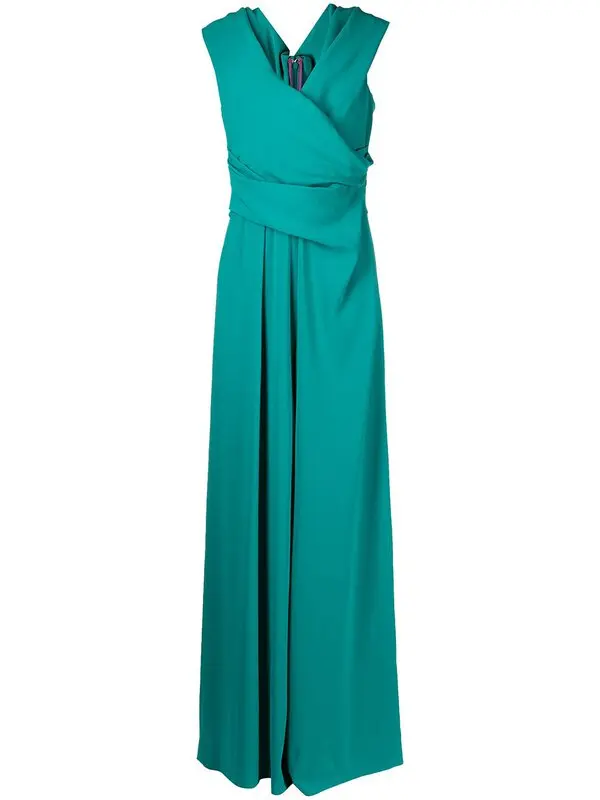 Talbot Runhof Detachable-train Draped Jumpsuit - Green