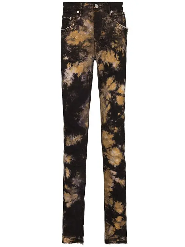 PURPLE BRAND Floral-print Straight-leg Jeans - Black
