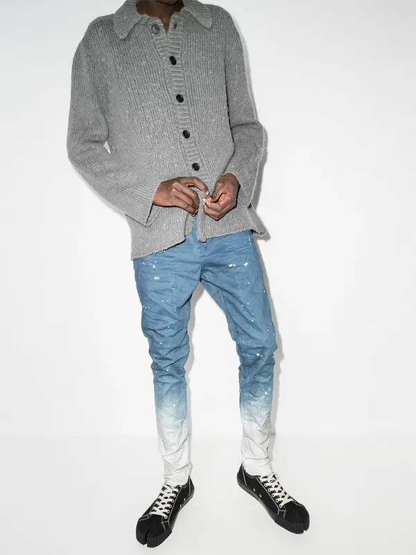 PURPLE BRAND Paint-splatter Straight-leg Jeans - Blue