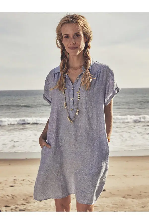 Faherty Brand Hana Dress Basket Weave In Blue - 50% Off | Editorialist