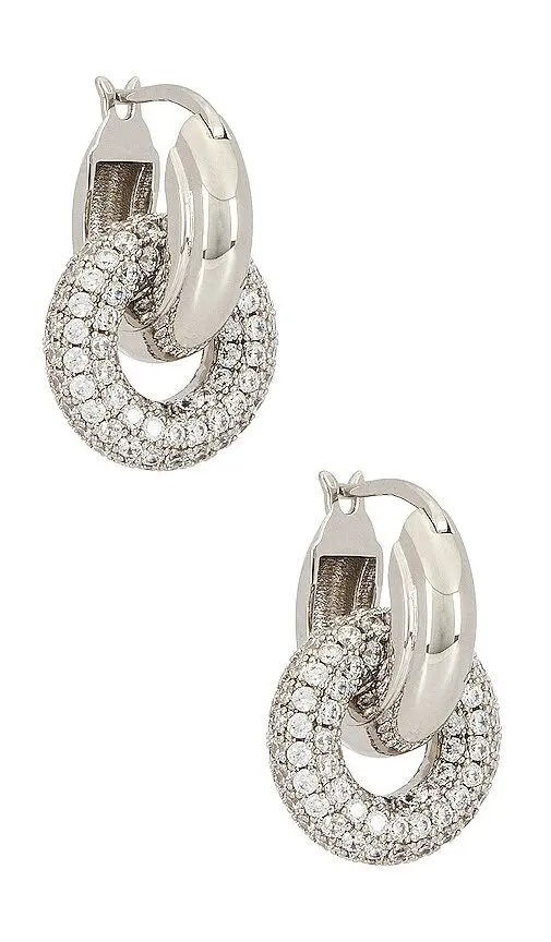 LUV AJ Pave Interlock Hoop Earrings - Silver
