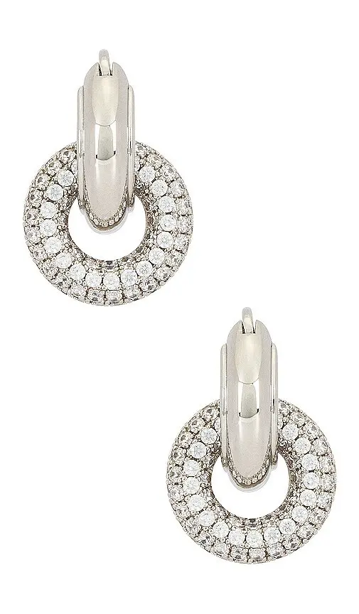 LUV AJ Pave Interlock Hoop Earrings - Silver
