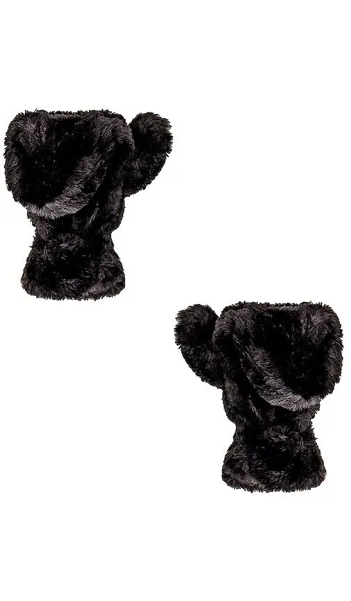 Apparis Coco Faux Fur Mittens - Noir