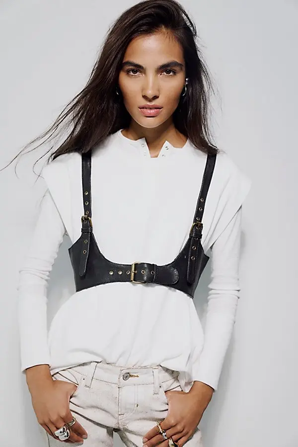 Free People Rebel Leather Harness - Black