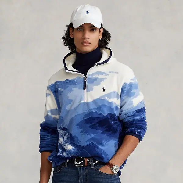 Ralph Lauren Mountain-Print Fleece Hoodie In Cortina Photo Print